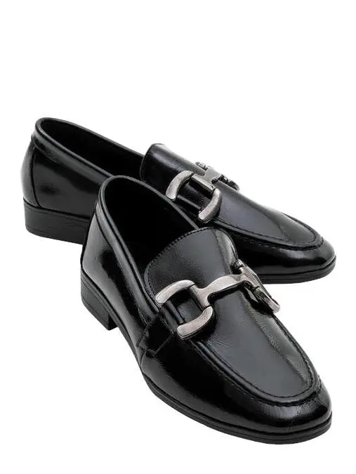FOREVER & ALWAYS SHOES Rous Leather Bit Loafer - Black Patent Leather