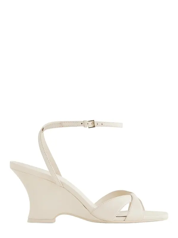 REFORMATION Margo Wedge Sandal - Almond Leather