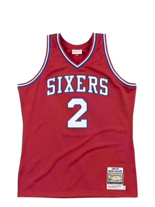Mitchell & Ness 1982 Moses Malone 79ers Jersey - Red