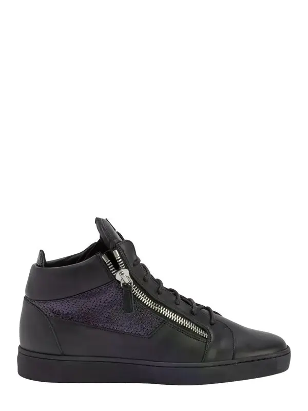 GIUSEPPE ZANOTTI Kriss Leather Mid-top Sneakers - Black