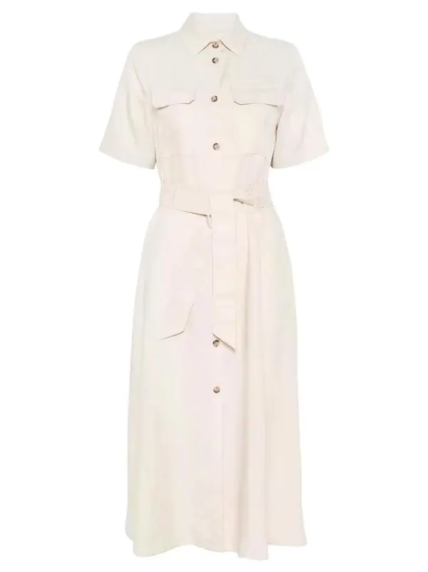 Woolrich Tied-waist Midi Shirt Dress - Neutrals