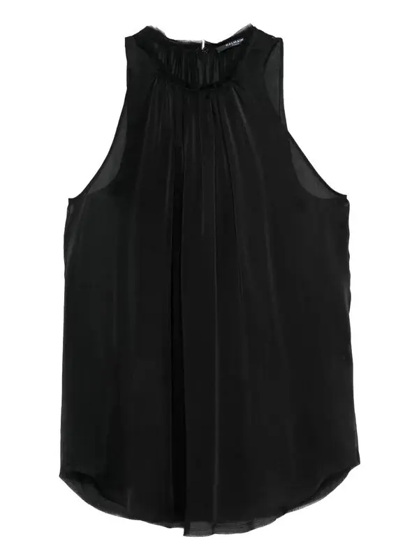 Balmain Silk Sleeveless Blouse - Black
