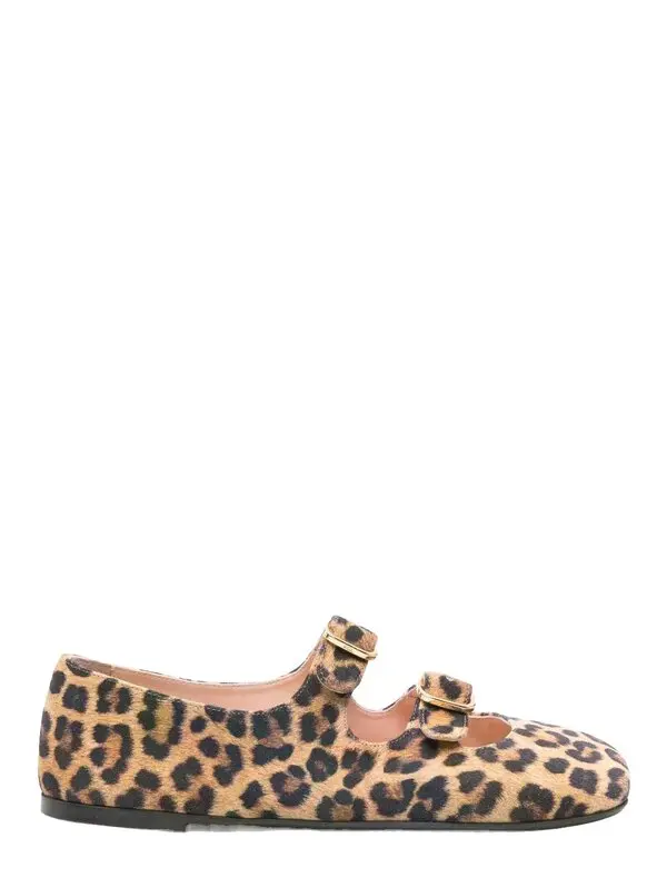Agl Leopard Print Ballerina Flats - Brown