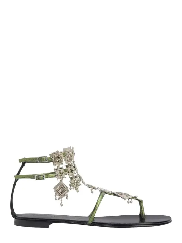 GIUSEPPE ZANOTTI Amira Embellished Sandals - Green