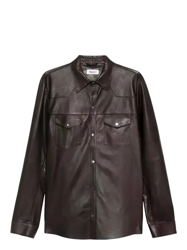 ERALDO Leather Shirt - Brown