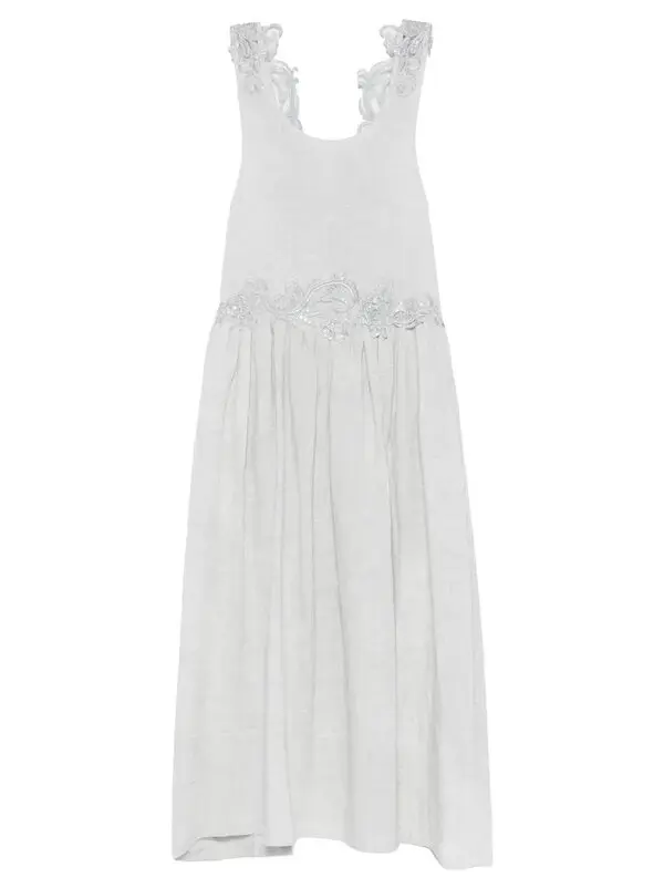 MAURIZIO MYKONOS Lace-embellished Midi Dress - Grey