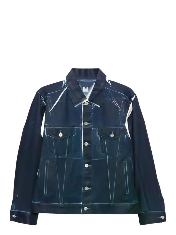 Comme Des Garçons Denim-print Jacket - 1 Blue