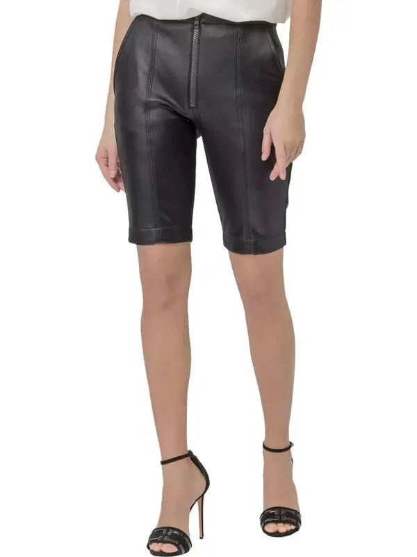 BROGNANO Leather Biker Shorts - Black