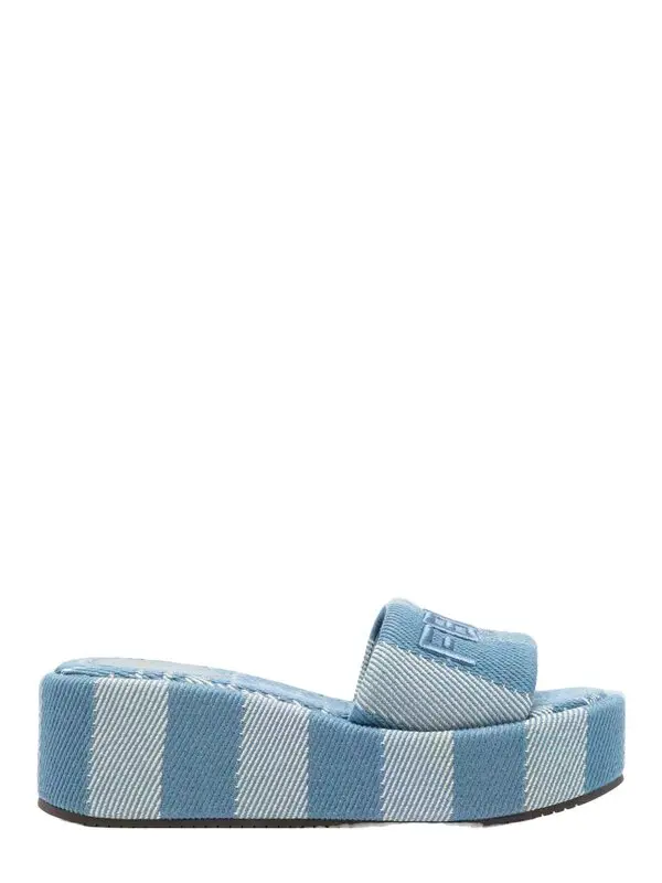 Fendi Logo-embroidered Slides - Blue