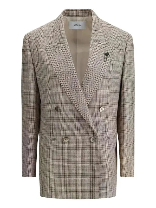 LARDINI Plaid Double-breasted Blazer - Neutrals