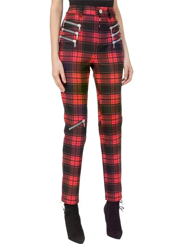 BEN TAVERNITI UNRAVEL PROJECT Checked Skinny Trousers - Red
