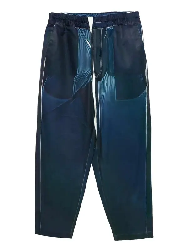 Comme Des Garçons Denim-print Trousers - Blue