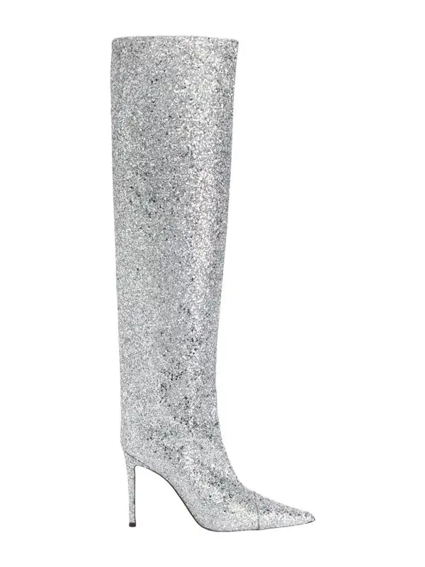 Alexandre Vauthier 90mm Glittered Knee-length Boots - Silver