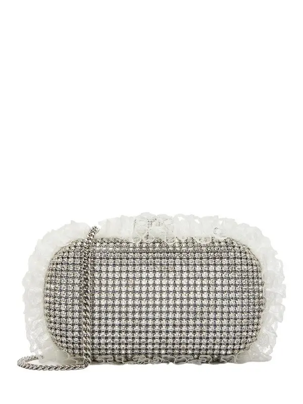 SELF-PORTRAIT X Christopher Kane Crystal-embellished Box Clutch - Silver