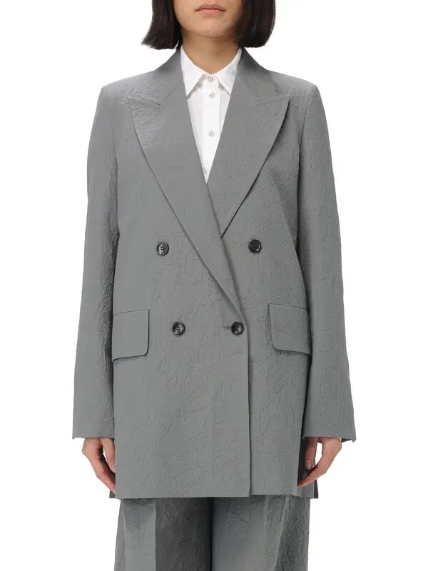 Max Mara Textured Double-breasted Jacket - Grey
