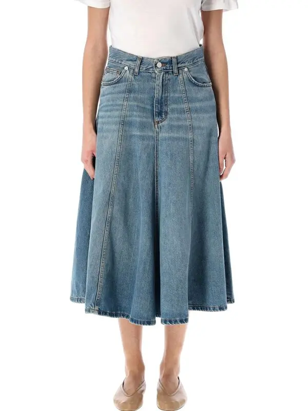 HAIKURE Denim A-line Skirt - Blue