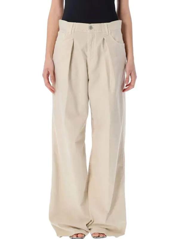 HAIKURE Pleated Wide Leg Jeans - Sand