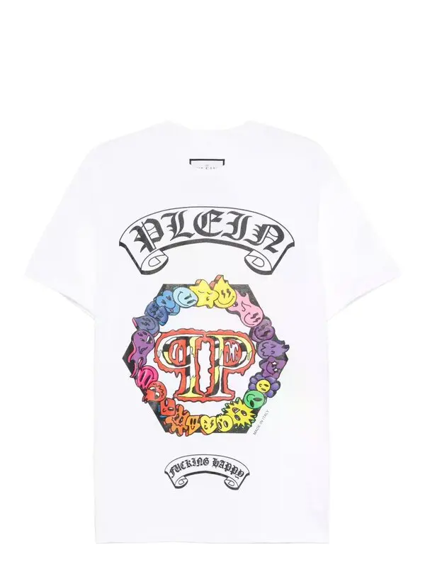 Philipp Plein Smile-print Shortsleeved T-shirt - White