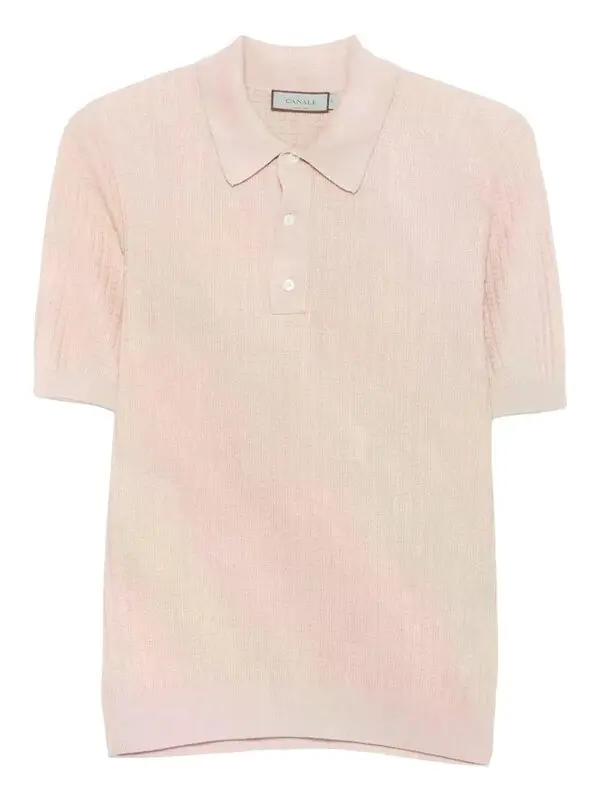 Canali Fine-knit Polo Shirt - Pink