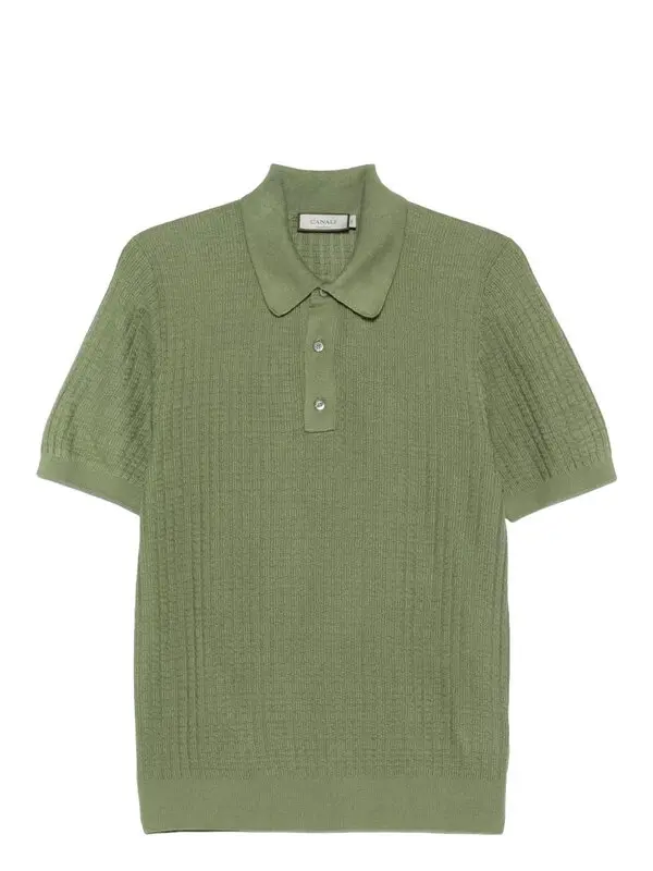 Canali Textured Polo Shirt - Green
