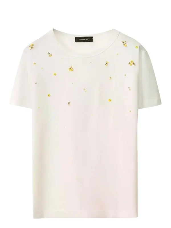 Fabiana Filippi Bead-embellished T-shirt - White