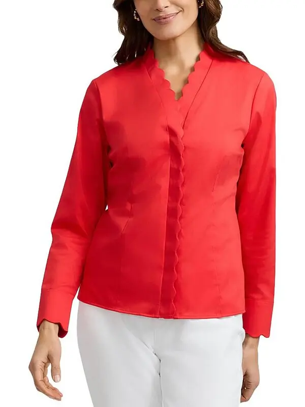 Foxcroft Bridget Matte Sateen Shirt - Scarlet Re