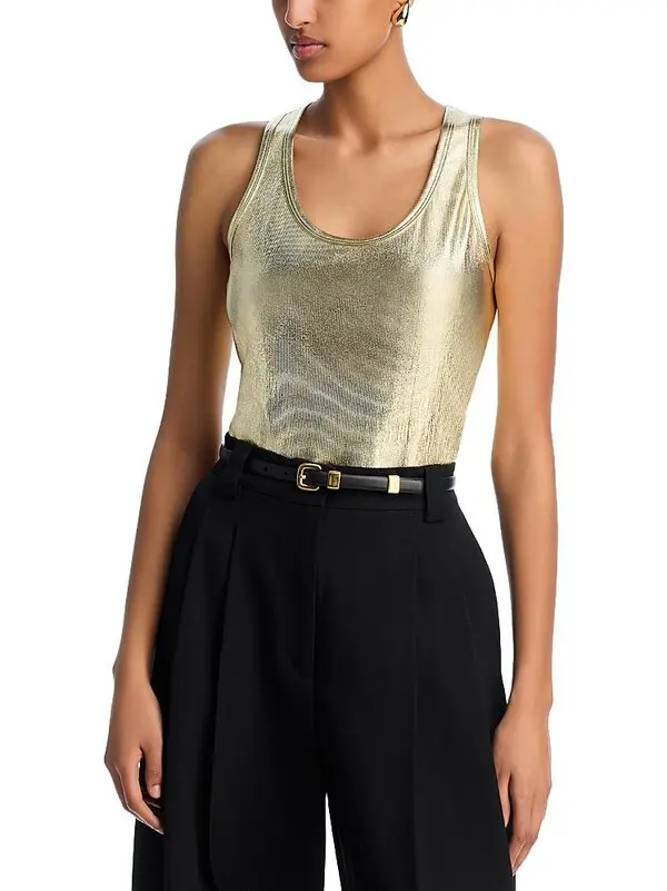 Aqua Metallic Tank Top - Gold