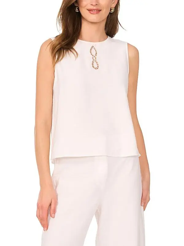 Vince Camuto Sleeveless Ladder Trim Top - Ultra White