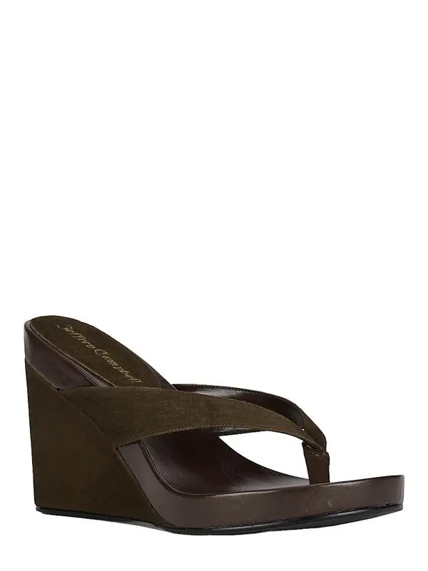 Jeffrey Campbell Liezel Wedge Sandals - Brown Suede Combo