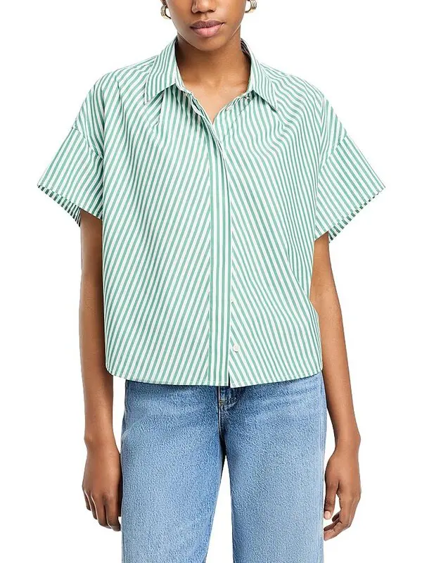 Rag & Bone Martha Striped Poplin Shirt - Pine Stripe