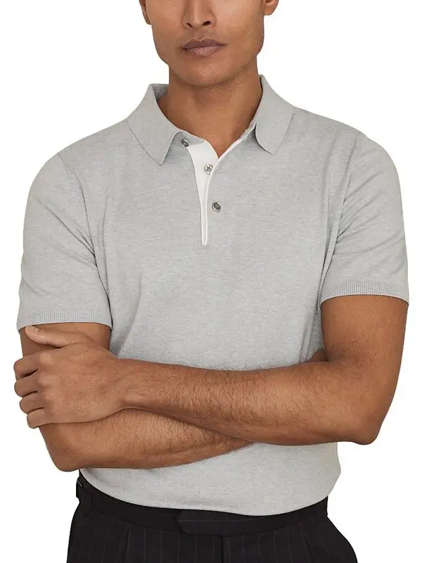 REISS Slim Fit Heathered Polo - Washed Sage