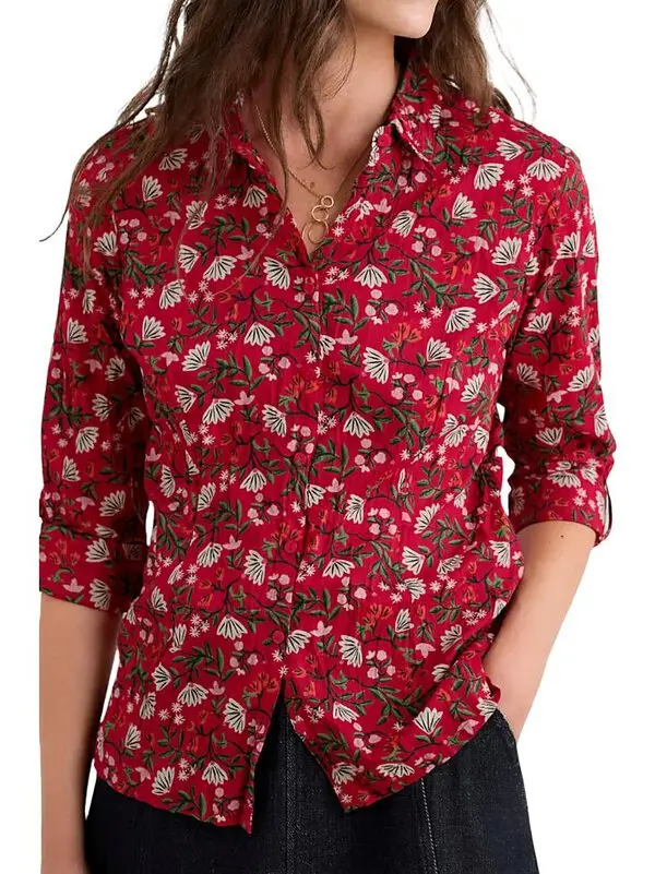 SEASALT CORNWALL Larissa Shirt - Winter Wildflower Carmine