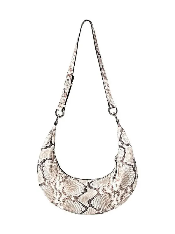 HYER GOODS 3-in-1 Convertible Hobo Ring Bag - White Python No