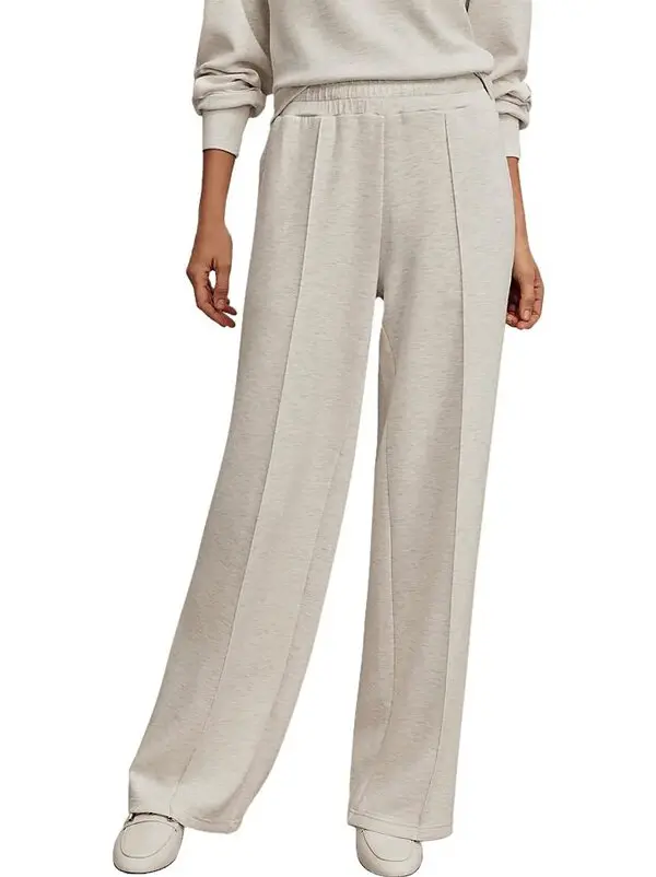 Varley Wide-leg Trousers - Ivory Marle
