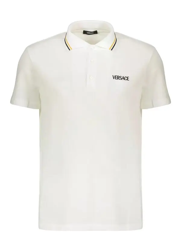Versace Short Sleeve Cotton Polo Shirt - White