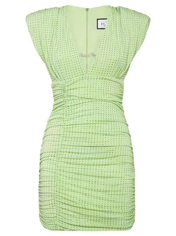 Philipp Plein Draped Mini Dress - Green