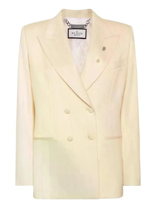 Philipp Plein Fitted Double-breasted Blazer - Neutrals