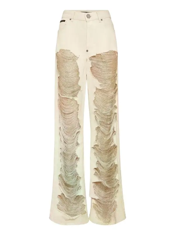 Philipp Plein Ripped Detailing Jeans - Neutrals