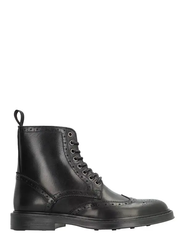 Bruno Magli Brogue-detail Lace-up Boots - Black