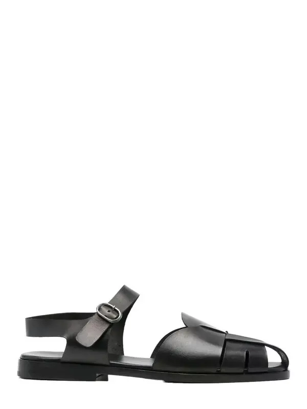 LIDFORT Leather Caged Sandals - Black