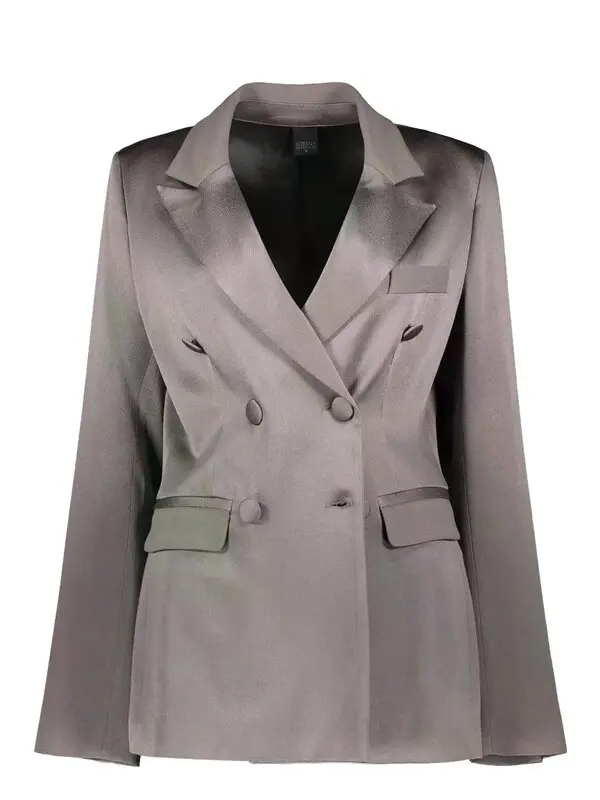 Lorena Antoniazzi Double-breasted Satin Blazer - Grey