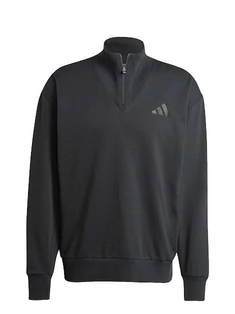 Adidas All Szn Fleece Quarterzip Crew Sweatshirt - Black