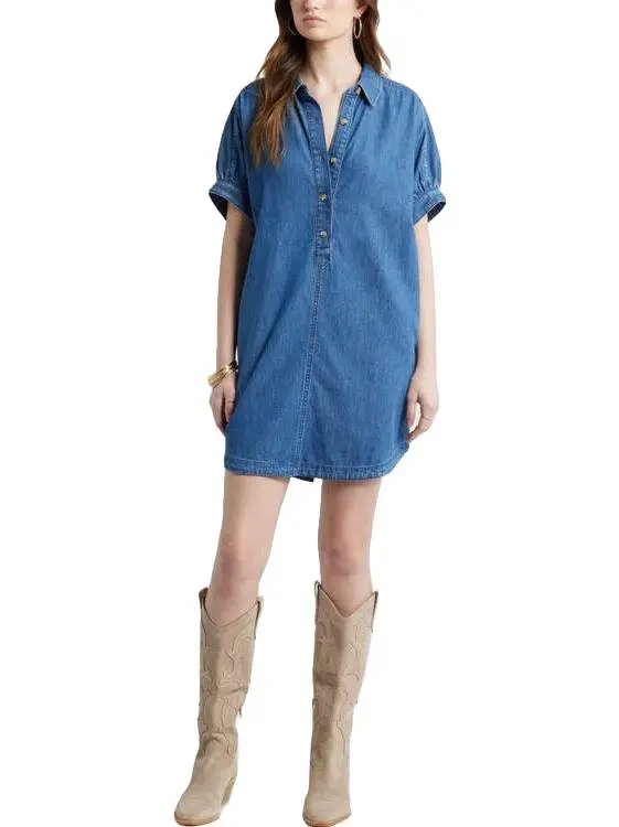 Treasure & Bond Chambray High-low Shift Dress - Medium Wash