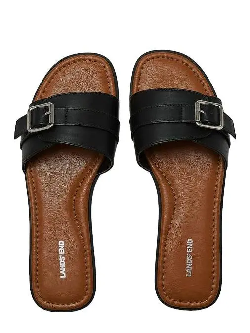 LANDS' END Sunshine Slide Sandals - Black