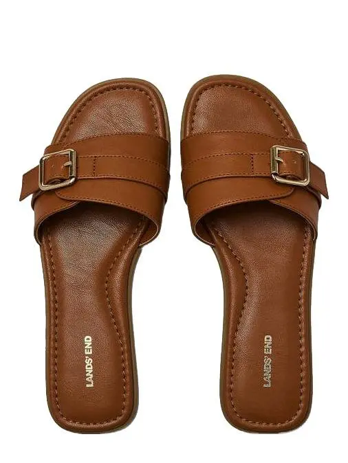 LANDS' END Sunshine Slide Sandals - Cognac