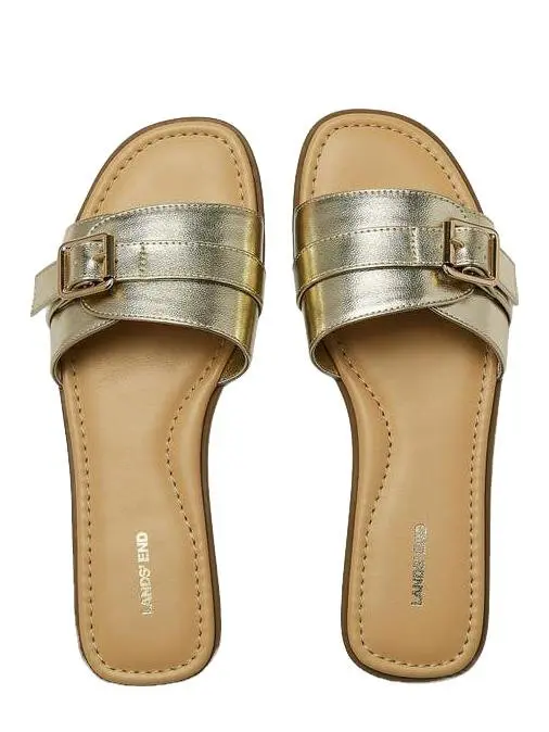 LANDS' END Sunshine Slide Sandals - Light Gold