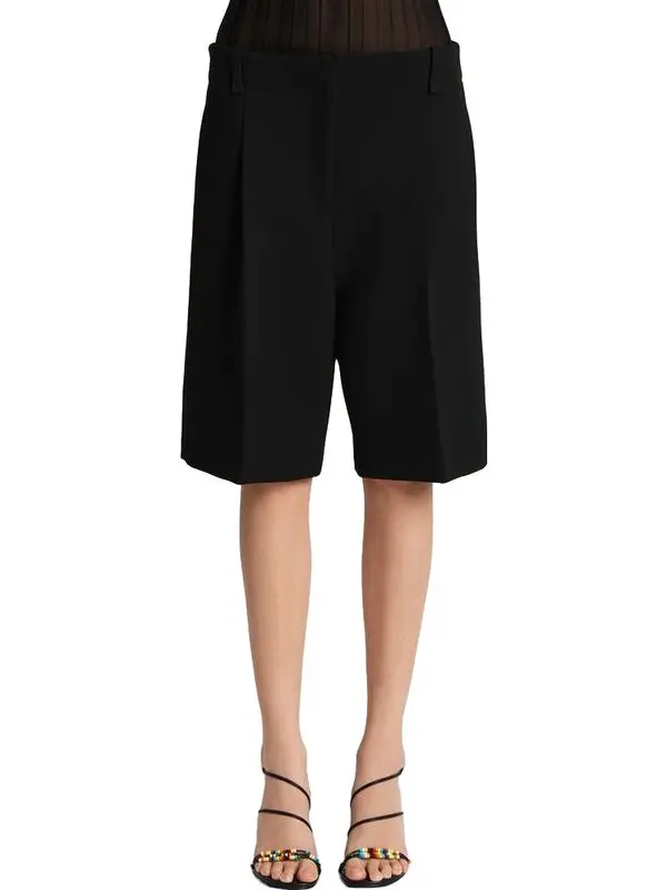 Khaite Laden Pleated Bermuda Shorts - Black
