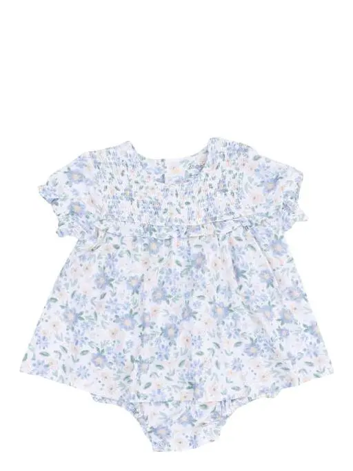 ANGEL DEAR Veronica Floral Print Skirted Bodysuit - Blue