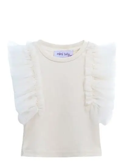 MIMI TUTU Tulle Frill T-shirt - Champagne