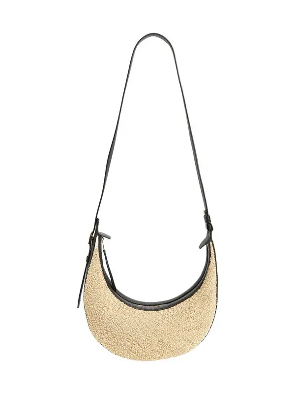 Khaite Small Augustina Crocheted Raffia Hobo Bag - 367 Black/natural